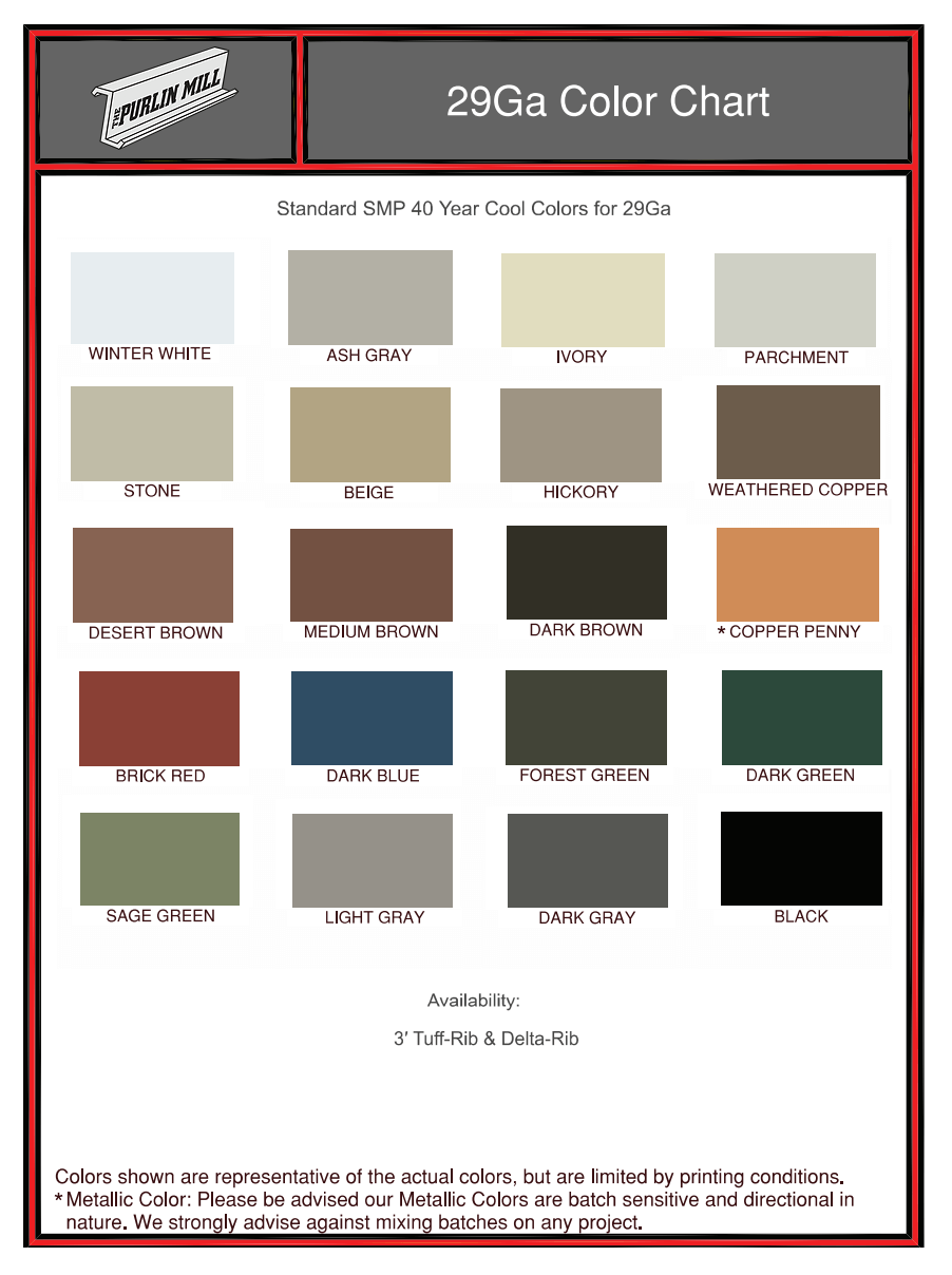29-gauge-color-chart - The Purlin Mill