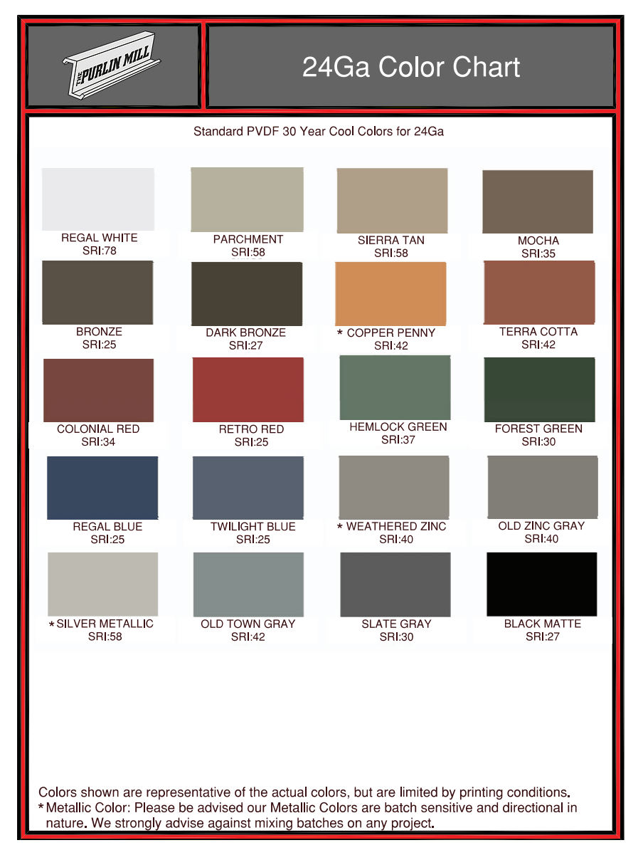 24-gauge-color-chart - The Purlin Mill